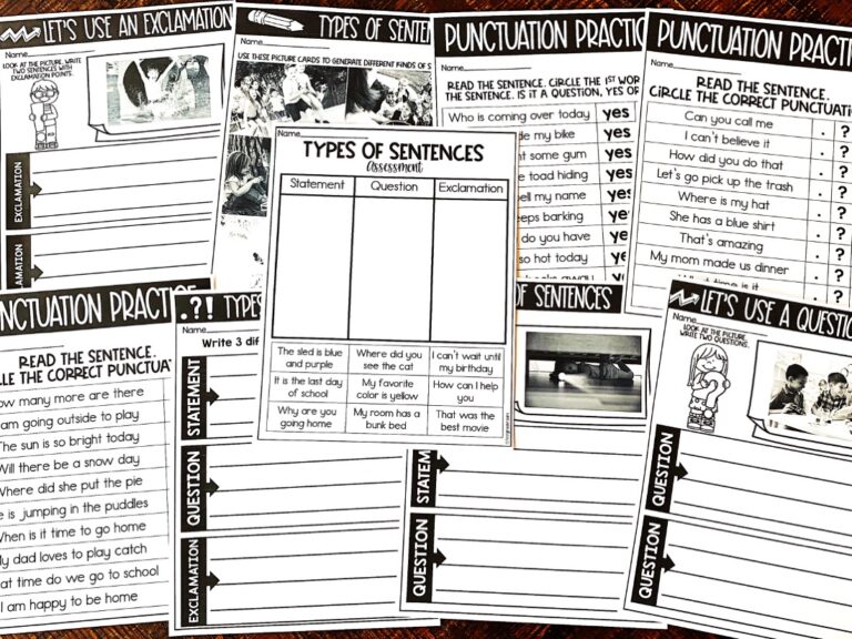 Types of Sentences Activities - Punctuation - Megan Mitchell